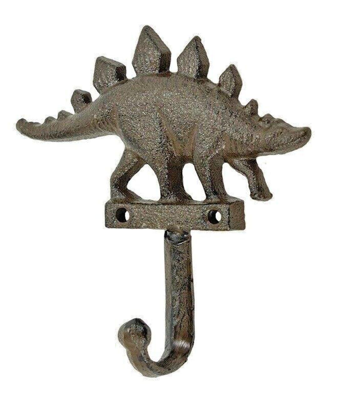 Dinosaur Stegosaurus Wall Hook Cast Iron Keys Hanger Rustic Brown 5.25 ...
