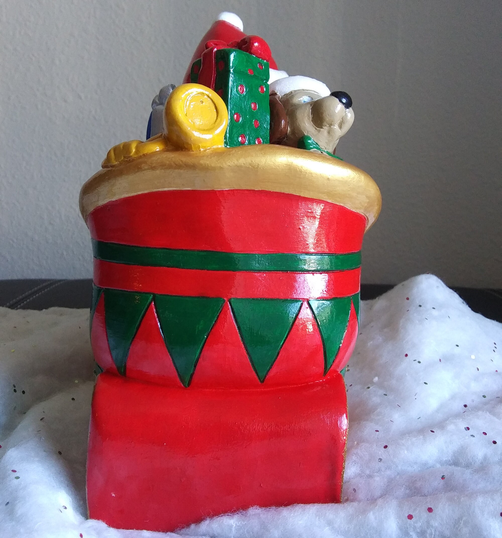 Christmas Santa Decoration, Hand-painted Santa Sleigh, Santa Decor ...