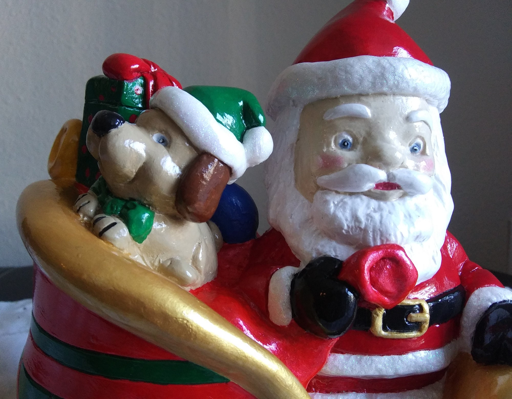 Christmas Santa Decoration, Hand-painted Santa Sleigh, Santa Decor ...