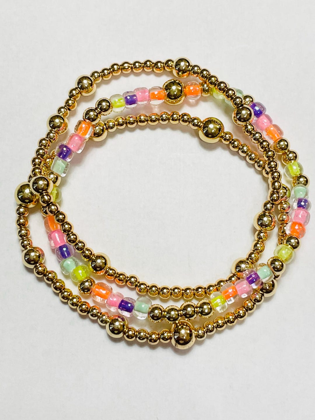The Classy Neon Rainbow Bracelet/ the Ari Bracelet/ Stacking Bracelet ...