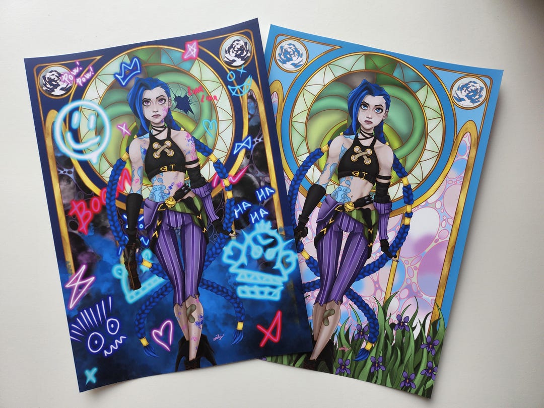 Jinx A4 Print- Art Nouveau Style Fan Art Arcane League of Legends - Etsy