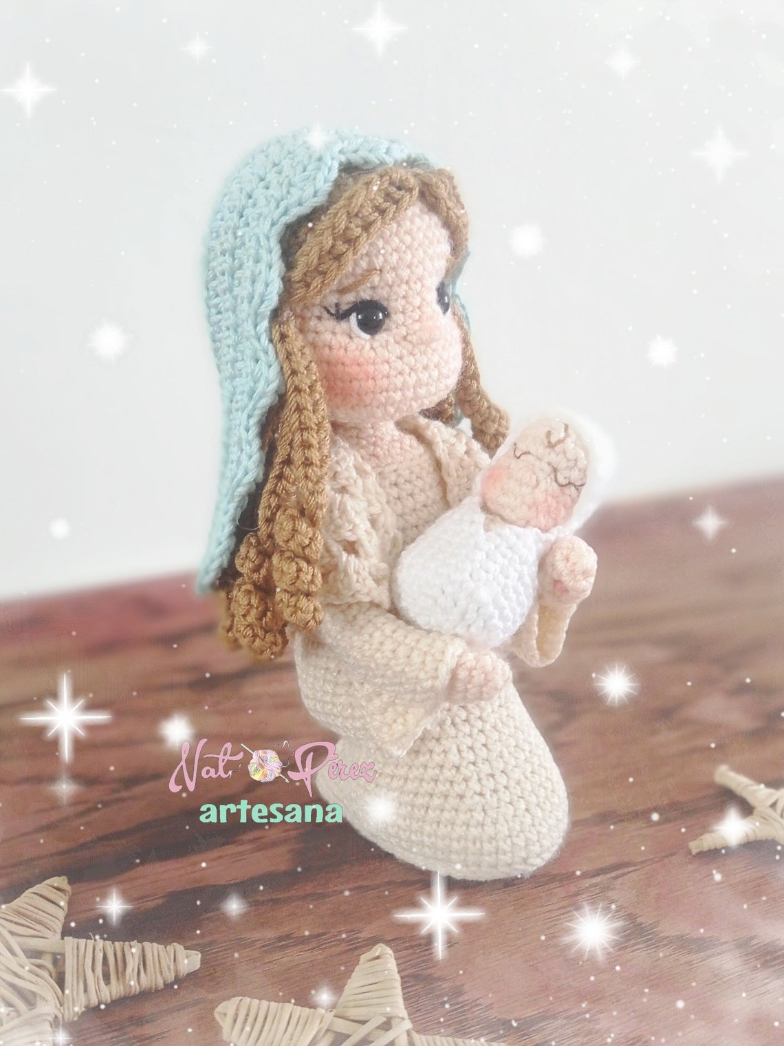 Virgen María de rodillas y niño Jesús - Etsy México