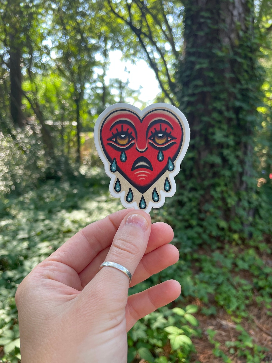 RESTOCKED Crying Heart Tattoo Flash Vinyl Sticker - Etsy