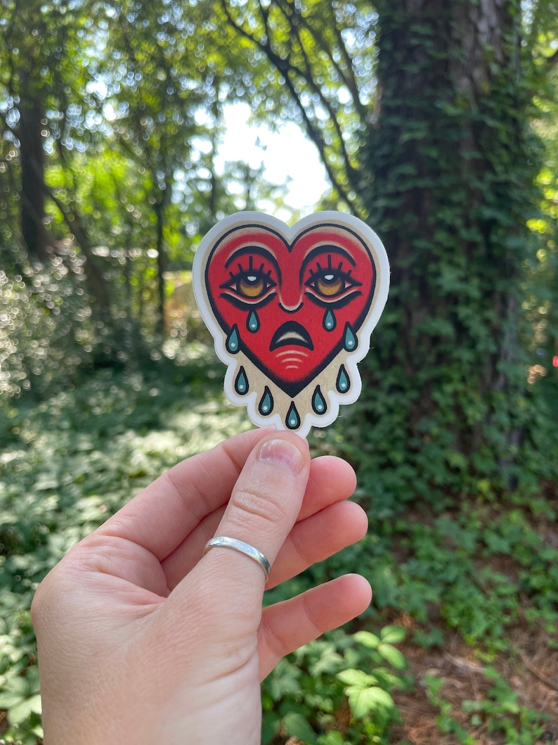 RESTOCKED Crying Heart Tattoo Flash Vinyl Sticker - Etsy