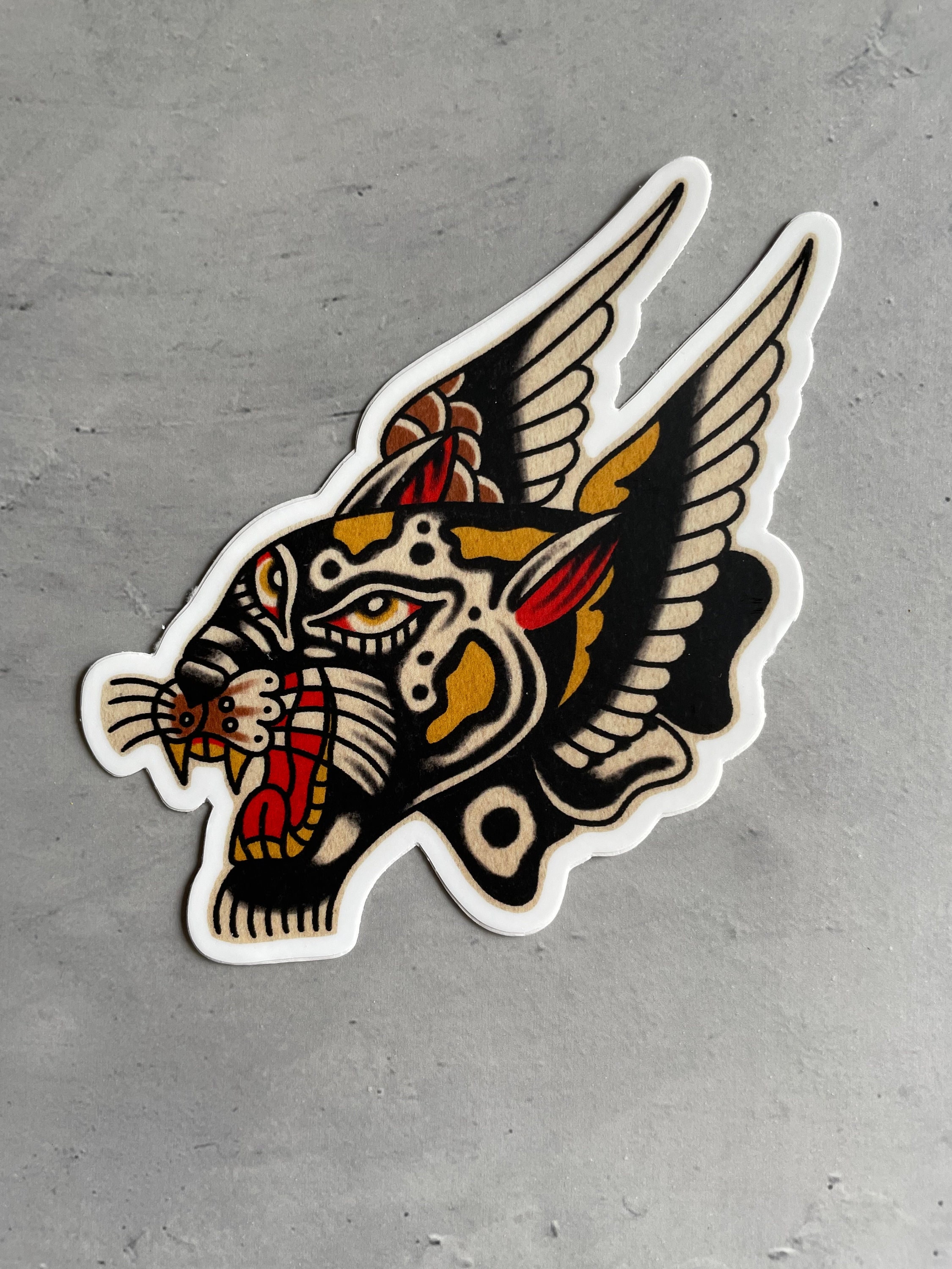Flying Panther Tattoo Flash Vinyl Sticker - Etsy
