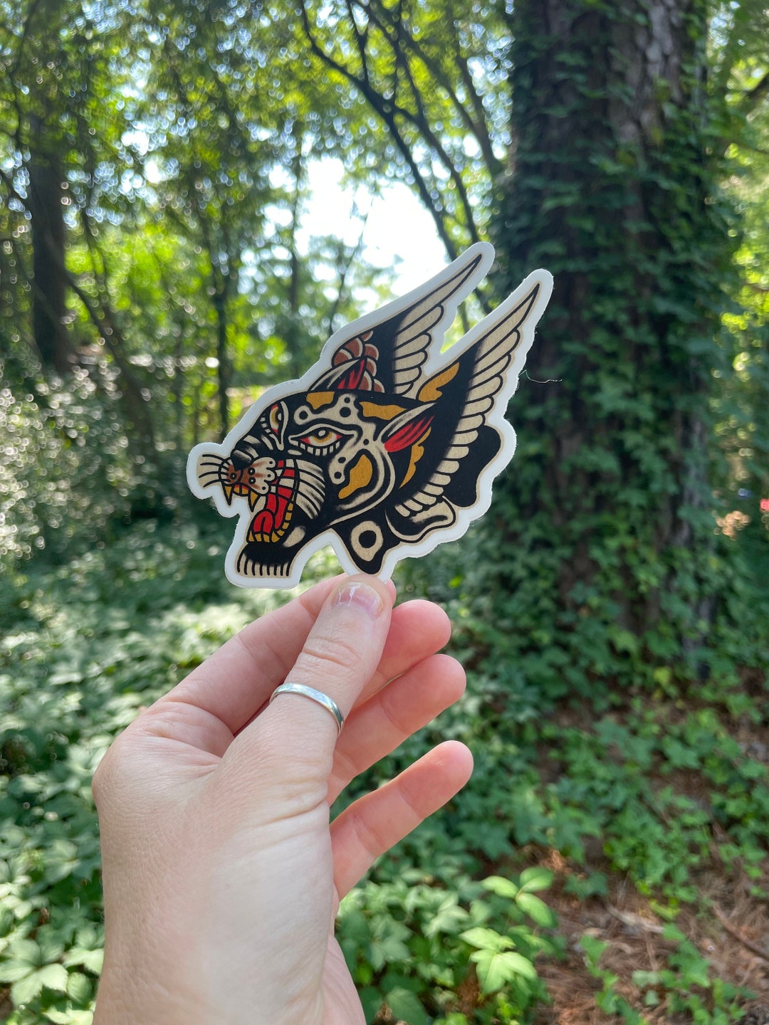 Flying Panther Tattoo Flash Vinyl Sticker - Etsy