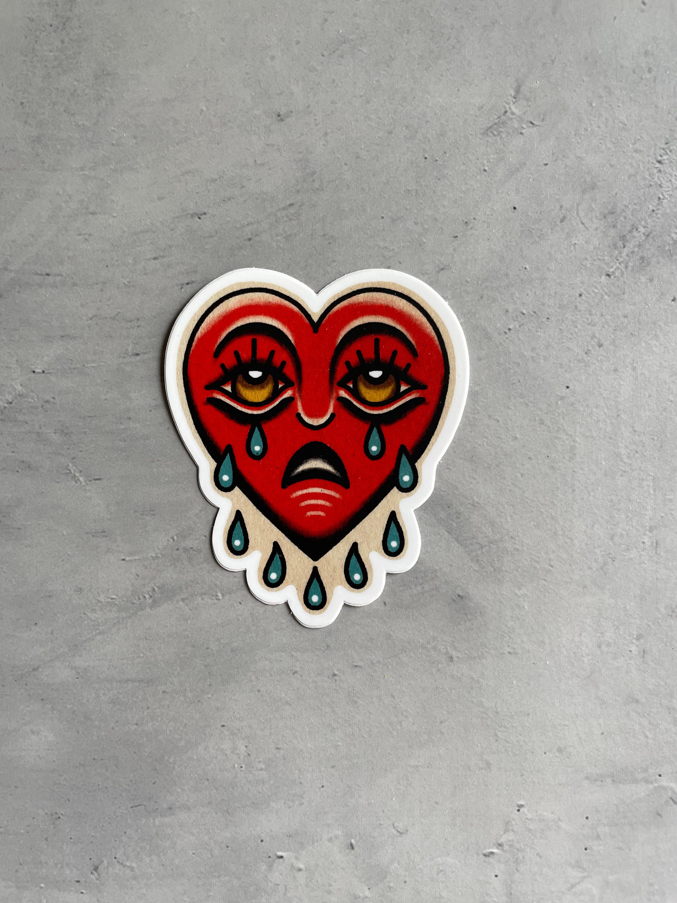 RESTOCKED Crying Heart Tattoo Flash Vinyl Sticker - Etsy
