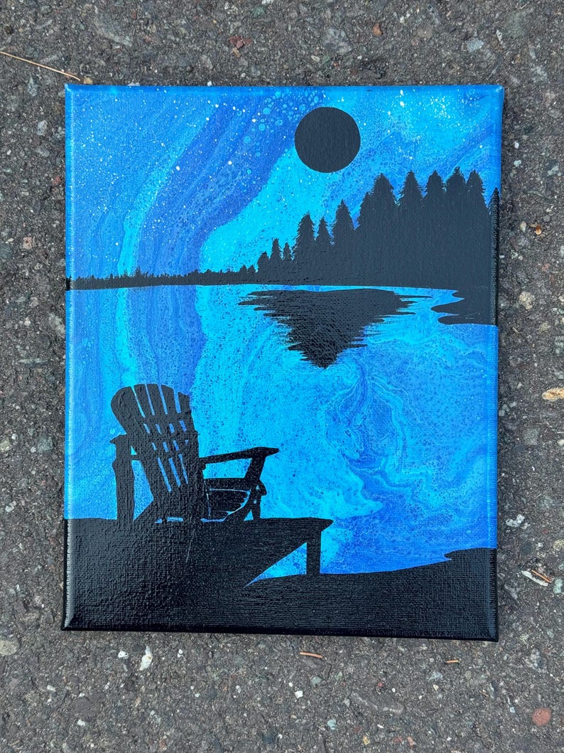 Lake Abstract Acrylic Pour Painting on Canvas - Etsy