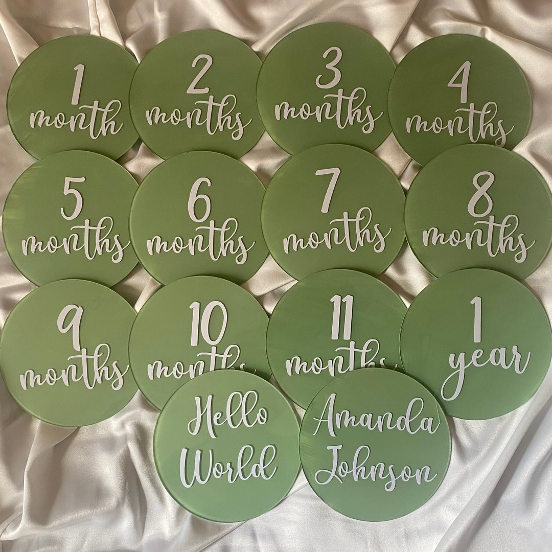 Acrylic Baby Milestones Disc Baby Monthly Milestone Cards Baby Monthly ...