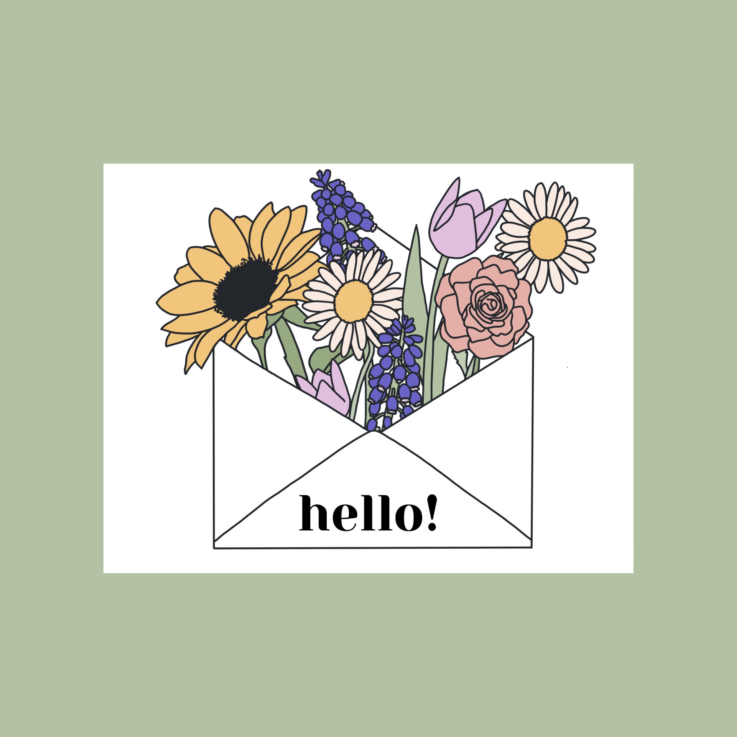 Hello PRINTED CARD - Etsy