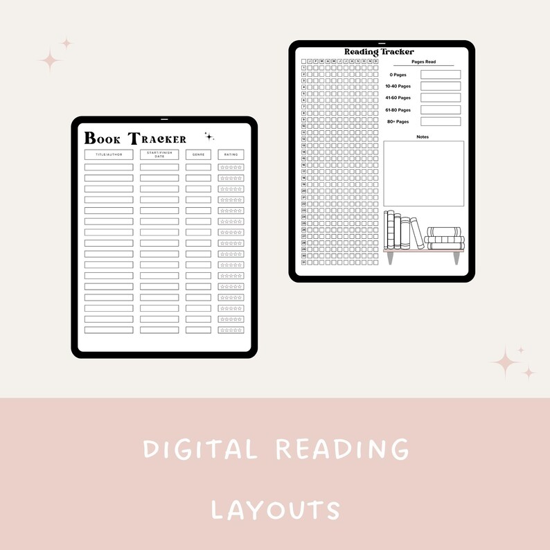 Reading Planner Layouts: Customizable Book Tracker (PDF, PNG) - Etsy