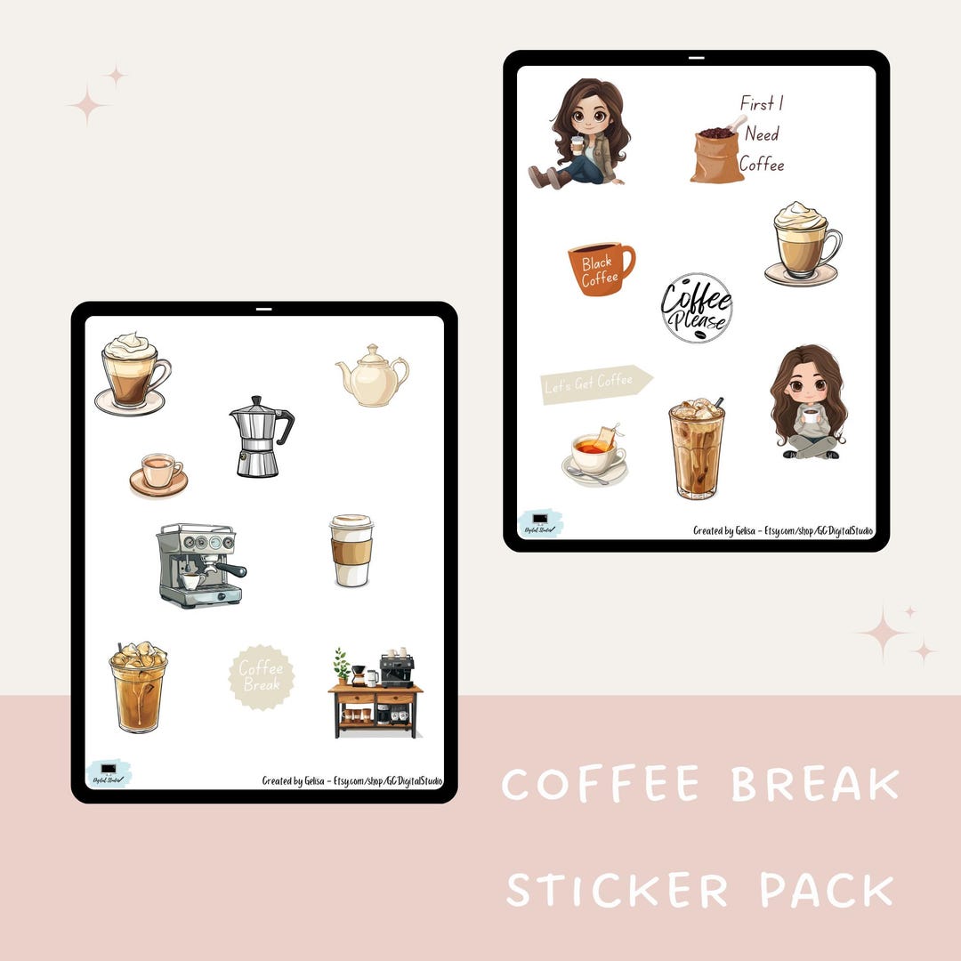 Coffee Stickers, Digital Stickers, Daily Stickers, Stickers, Coffee ...