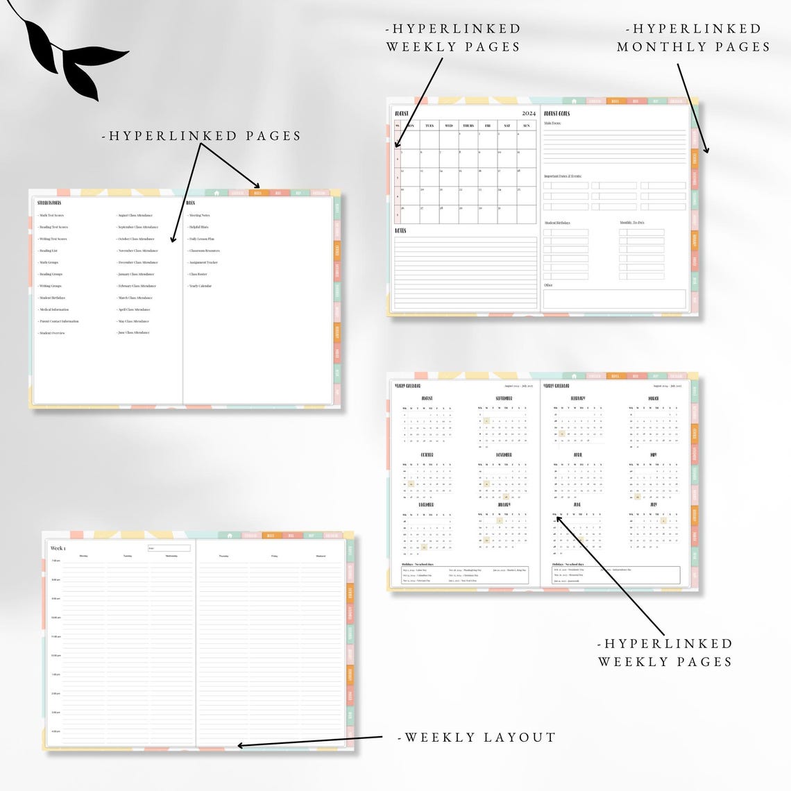 2024 Teacher Planner Printable Digital Download Academic Planner Lesson ...