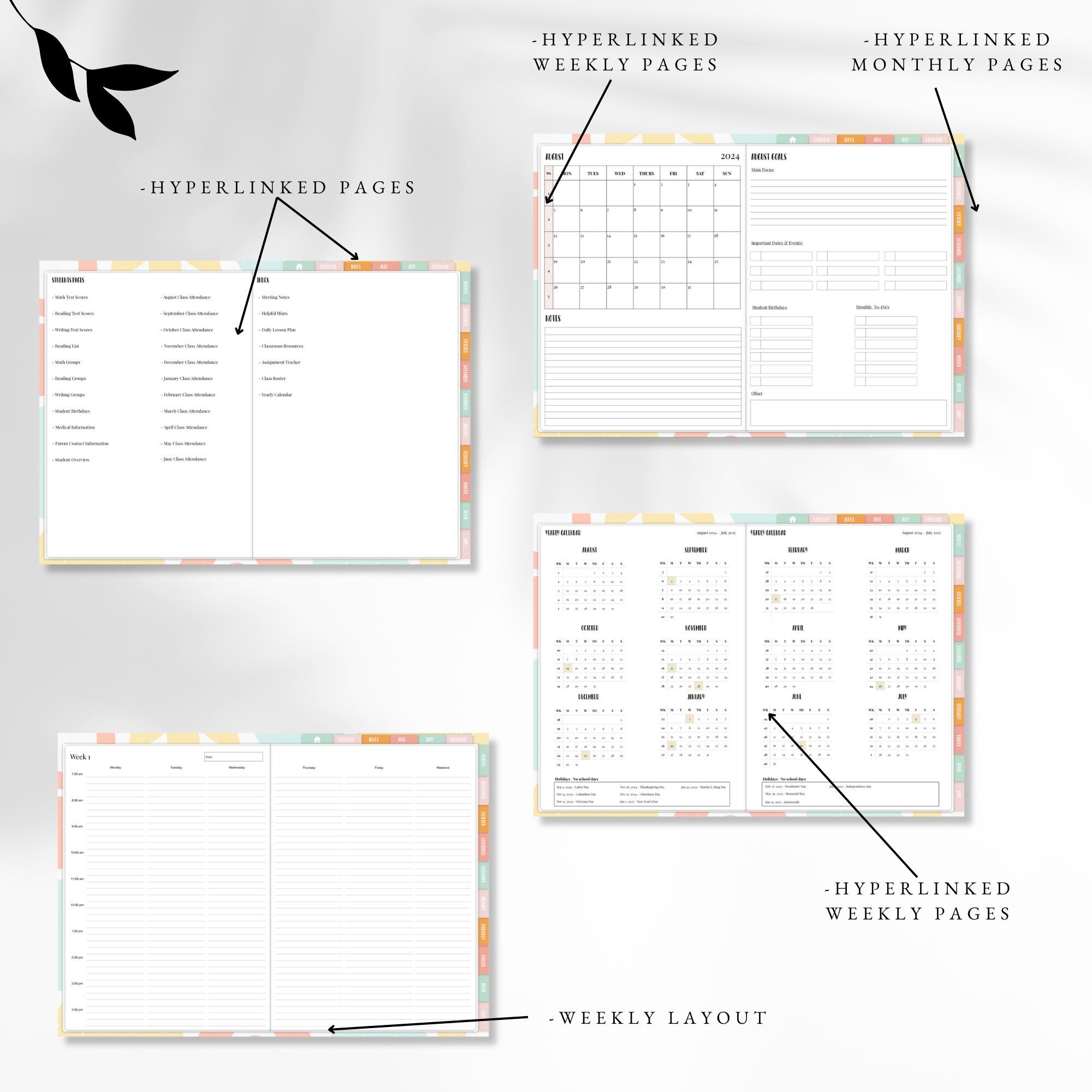 2024 Teacher Planner Printable Digital Download Academic Planner Lesson ...