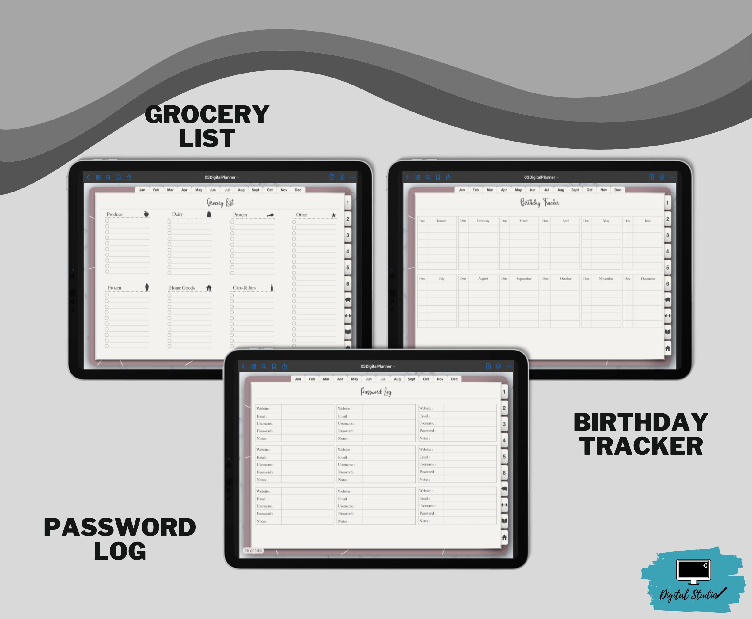 Digital Planner Simple Planner Minimal Planner Monthly - Etsy