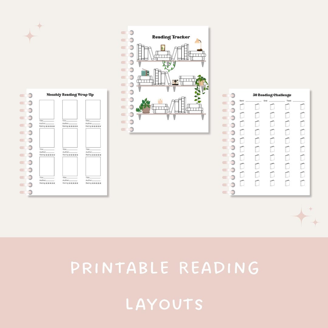 Reading Planner Layouts: Customizable Book Tracker (PDF, PNG) - Etsy