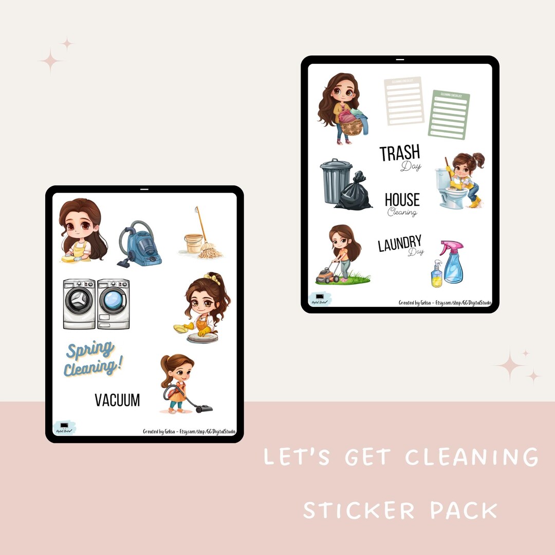 Lets Get Cleaning Stickers, Digital Stickers, Daily Stickers, Stickers ...