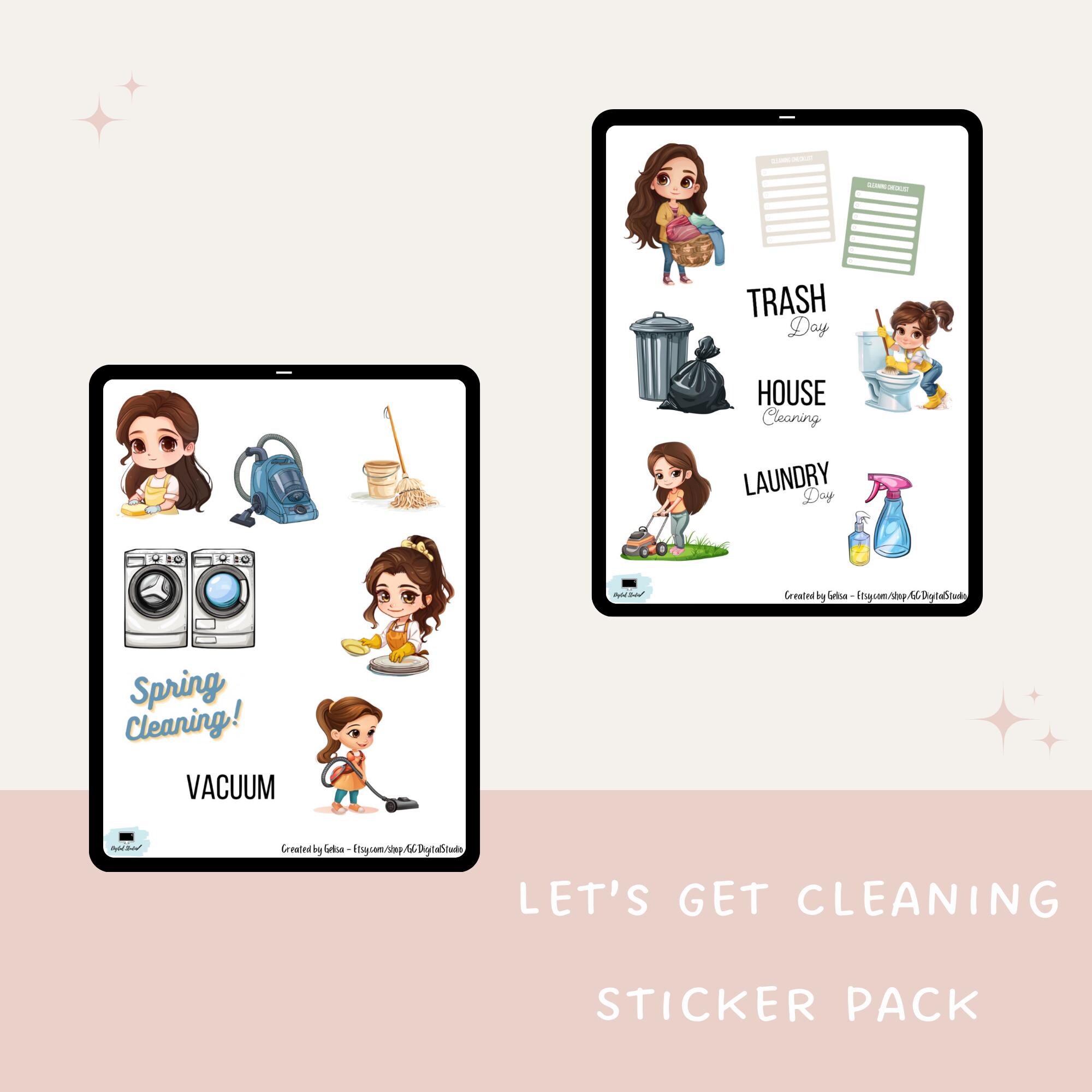 Lets Get Cleaning Stickers, Digital Stickers, Daily Stickers, Stickers ...