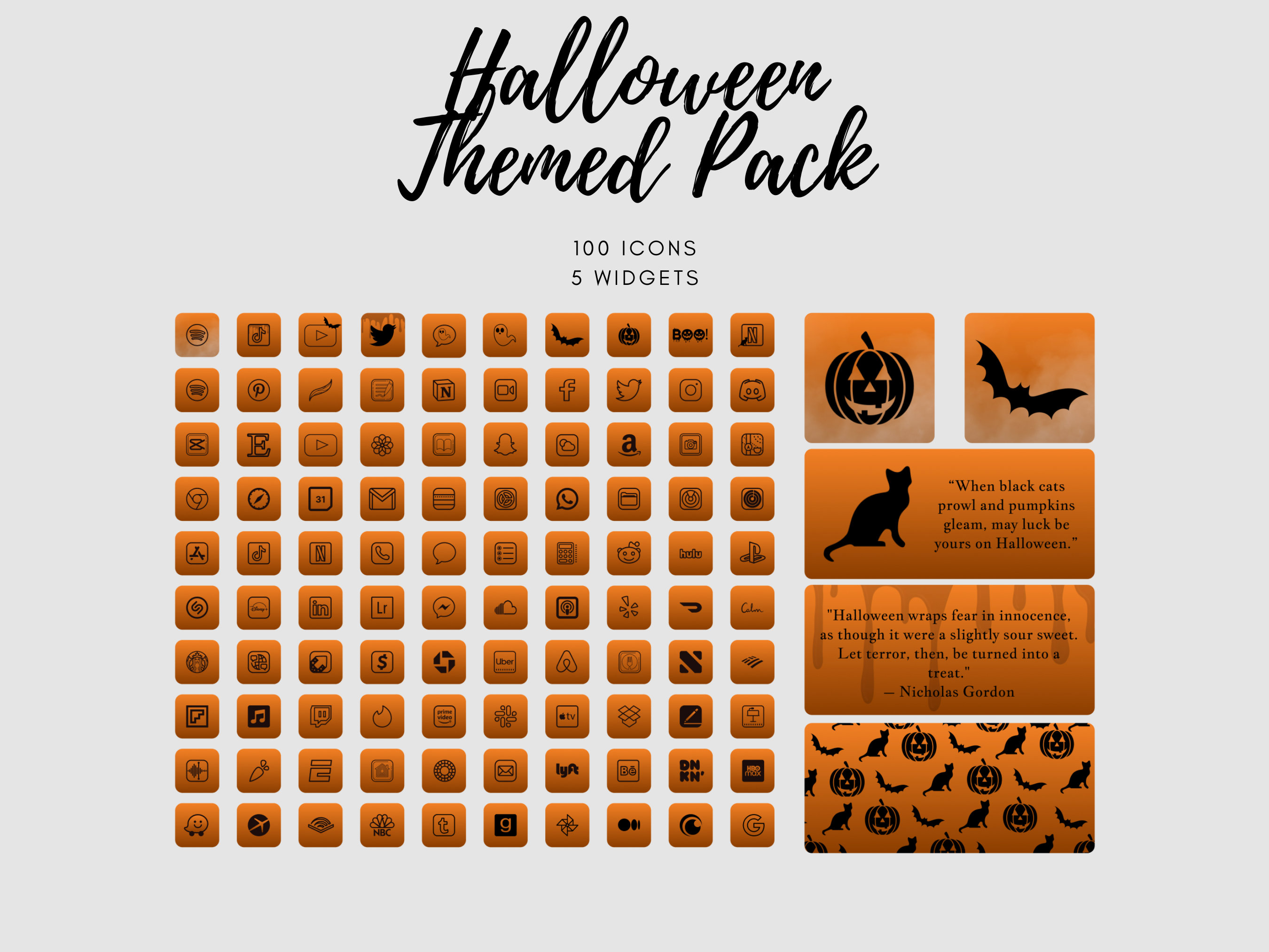 Halloween iPhone Icon Set, 100 Icons With Widgets, Halloween Aeshetic ...