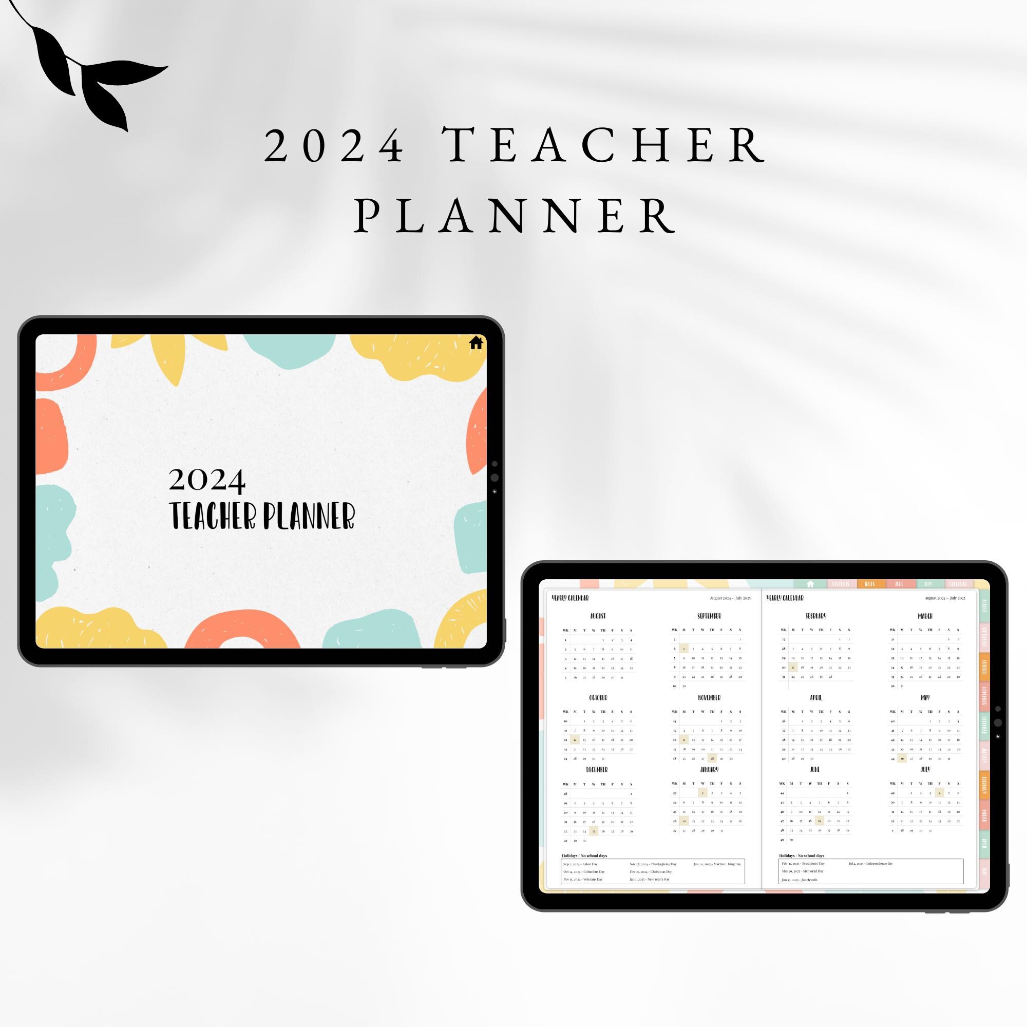 2024 Teacher Planner Printable Digital Download Academic Planner Lesson ...
