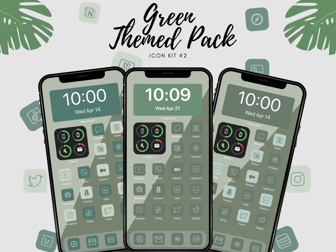 Green iPhone Icon Set, 1000 Icons, Aesthetic Green Shades, Minimalist ...