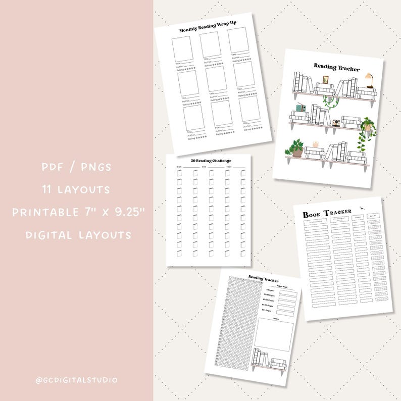 Reading Planner Layouts: Customizable Book Tracker (PDF, PNG) - Etsy