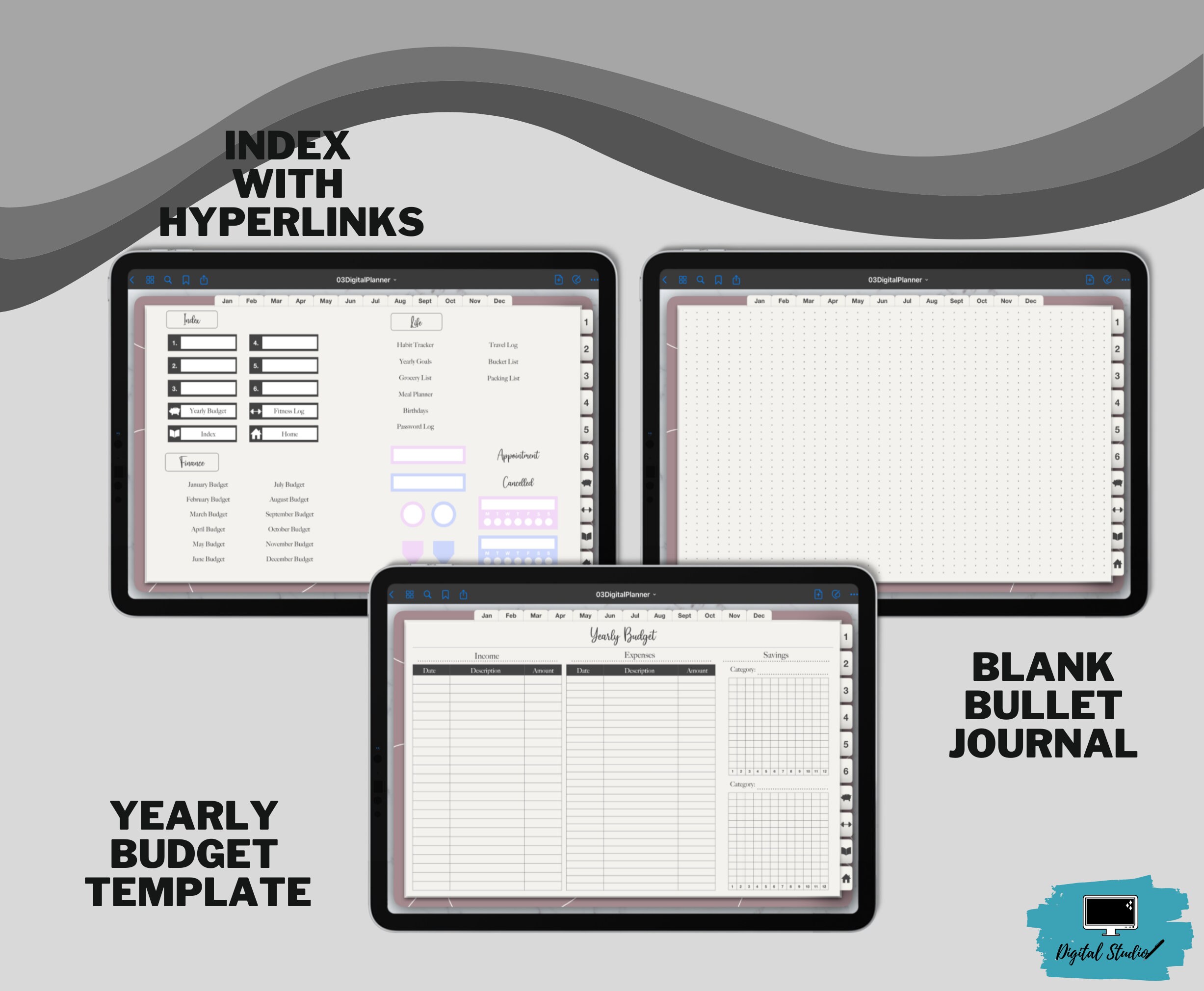 Digital Planner, Simple Planner, Minimal Planner, Monthly Planner ...