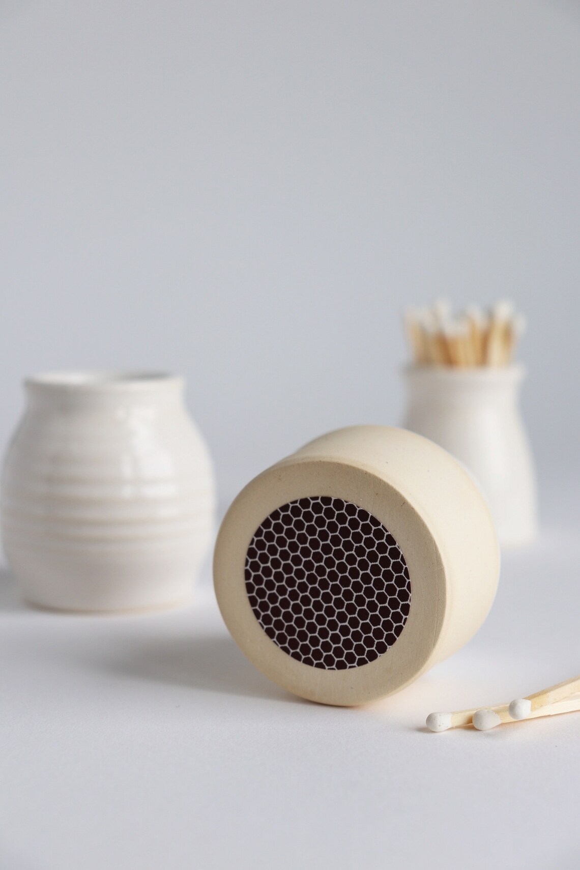 Match Striker and Matches: Two Toned White and Cream - Etsy