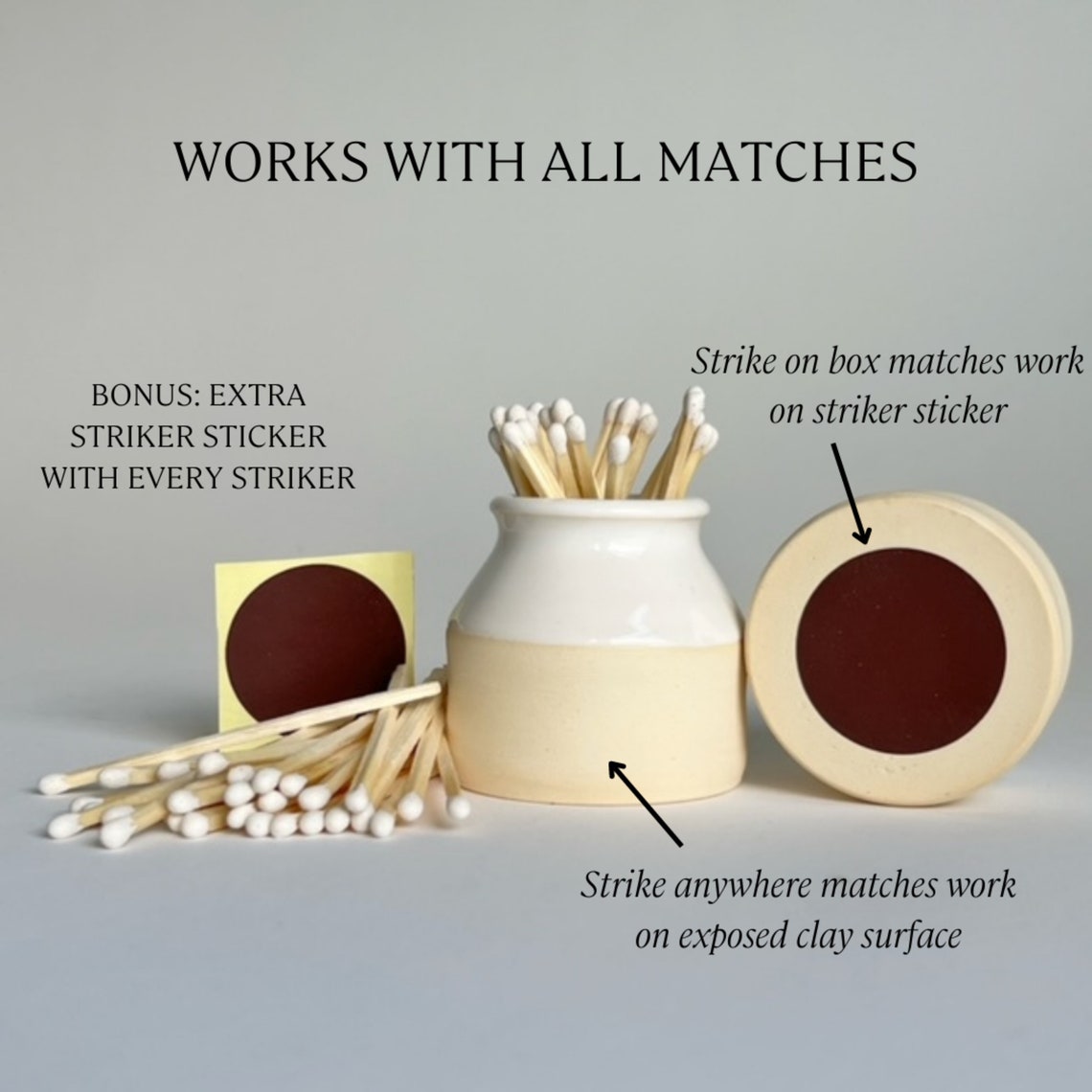 Match Striker and Matches: Two Toned White and Cream - Etsy