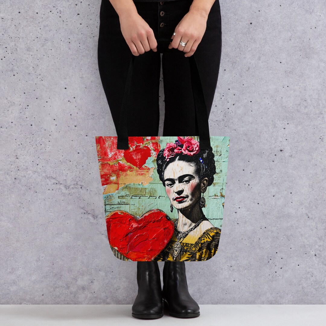 Frida Kahlo Red Heart Love Valentines Day Fun Boho Artsy Tote and ...