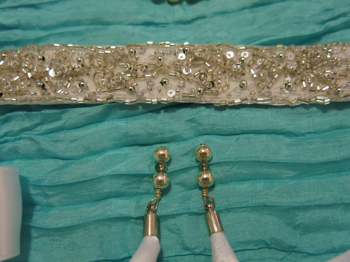 Silver Sequin & White Satin Bridal Sash / Belt - Etsy