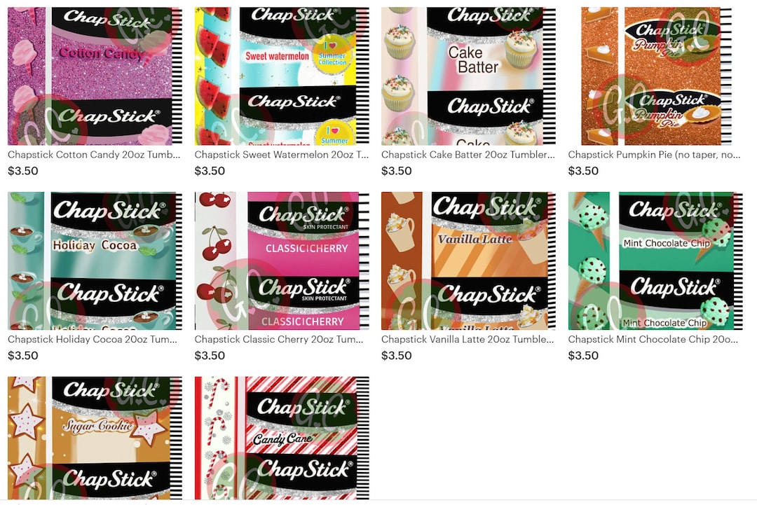 Chapstick BIG Bundle 10 Designs ~ 20oz Tumbler Straight Wrap Digital ...