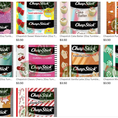 Chapstick BIG Bundle 10 Designs 20oz Tumbler Straight Wrap | Etsy