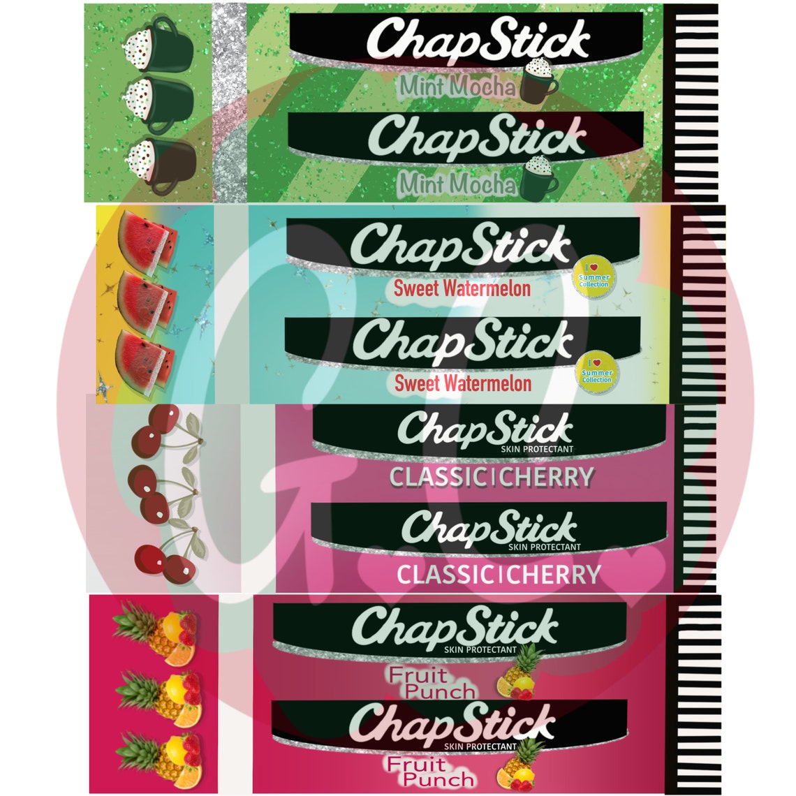 Chapstick Pen Wraps 4 designs Mint Mocha Sweet | Etsy