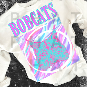Retro Neon Bright School Mascot Bobcats Png Bright Preppy Aesthetic ...