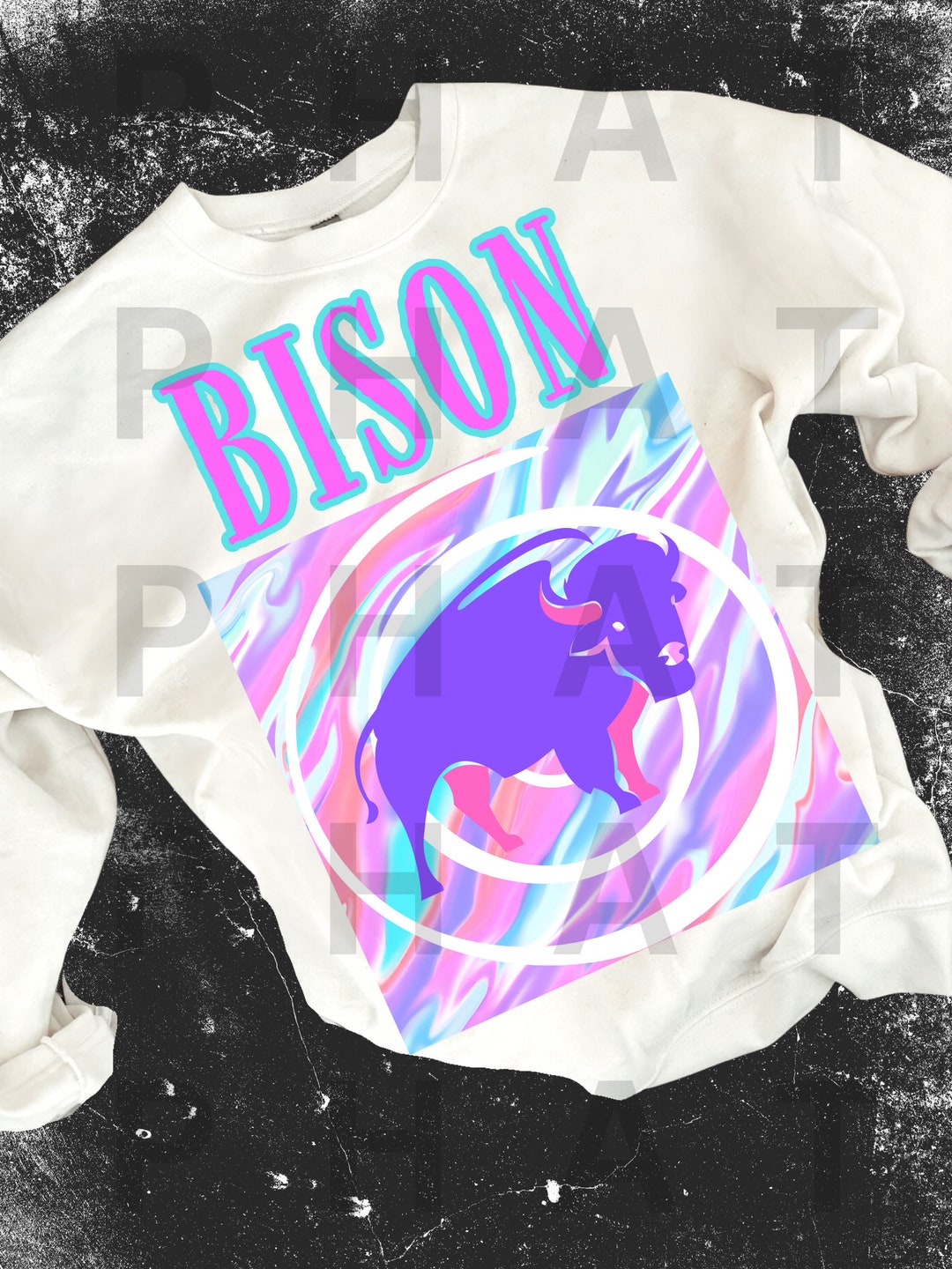Retro Neon Bright School Mascot Buffalo Bison Png Bright Preppy ...