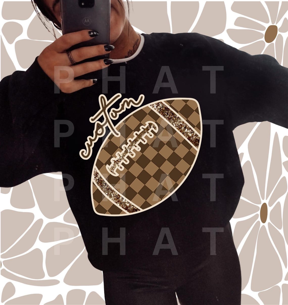 CUSTOM Football Checkered School Retro Vintage Sequin Mascot Png Big ...