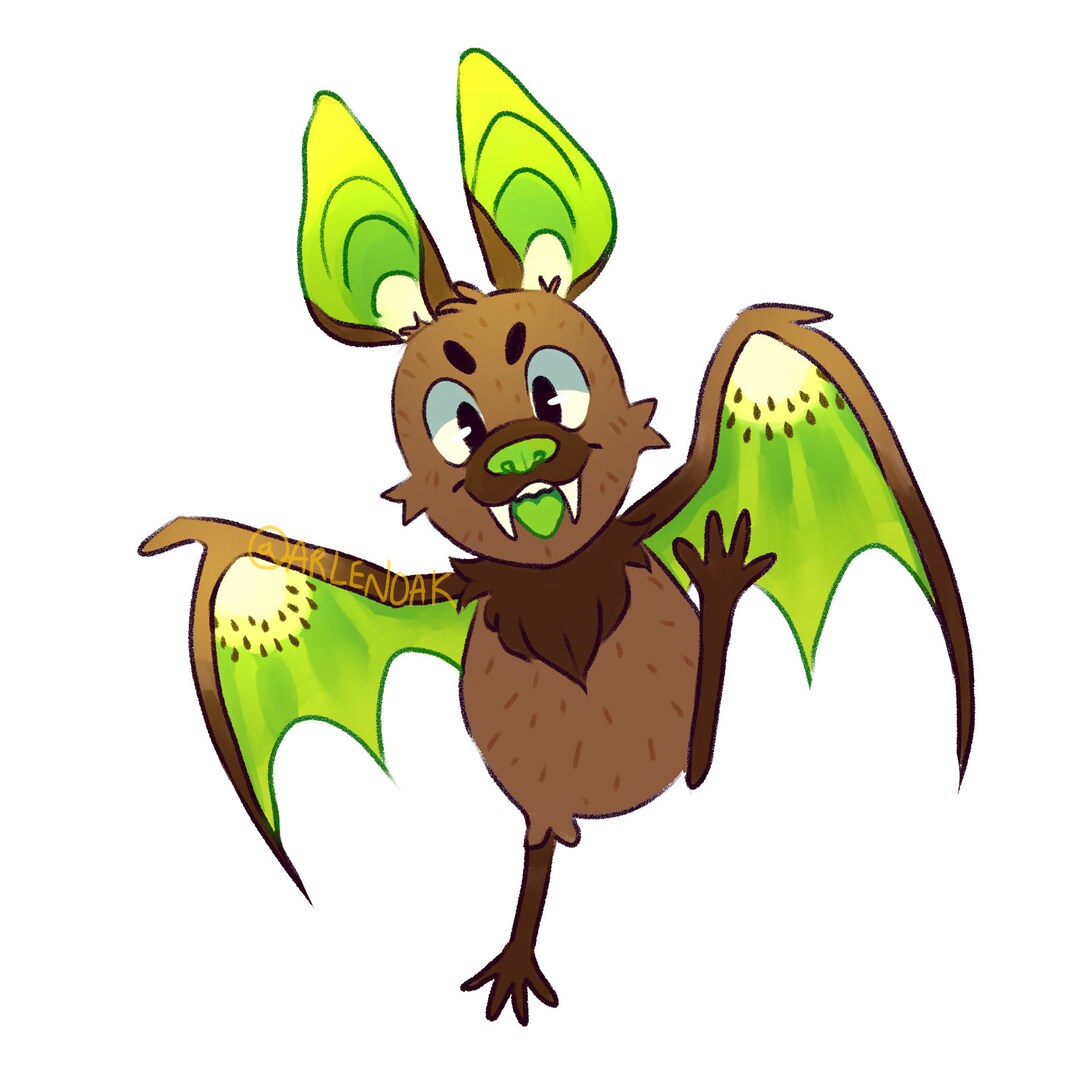 3 Kiwi Fruit Bat Cute Animal Furry Sticker PRE-ORDER - Etsy