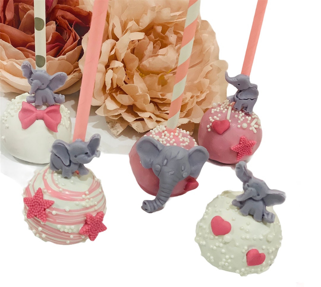 Elephant Theme Cake Pops, Baby Shower Cake Pops, Baby Girl Cake Pops ...