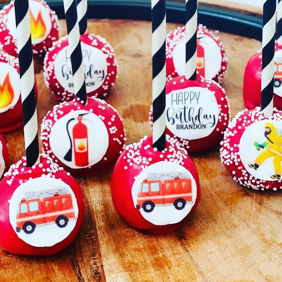 Fire Truck and Fireman Cake Pops Fire Truck Desserts Fire | Etsy