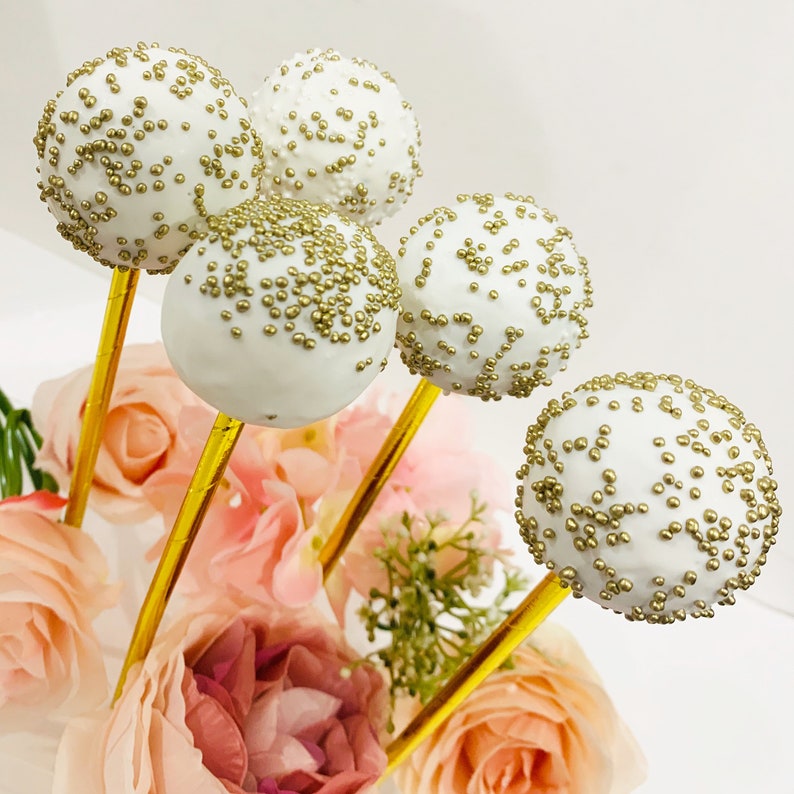 Wedding Cakepops, Unique Gold Cake Pops, Custom Cake Pops, Sprinkles ...