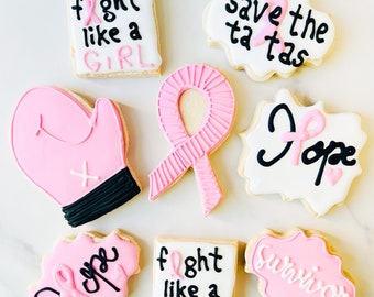 Breast Cancer Awareness Custom Decorated Sugar Cookies - Etsy