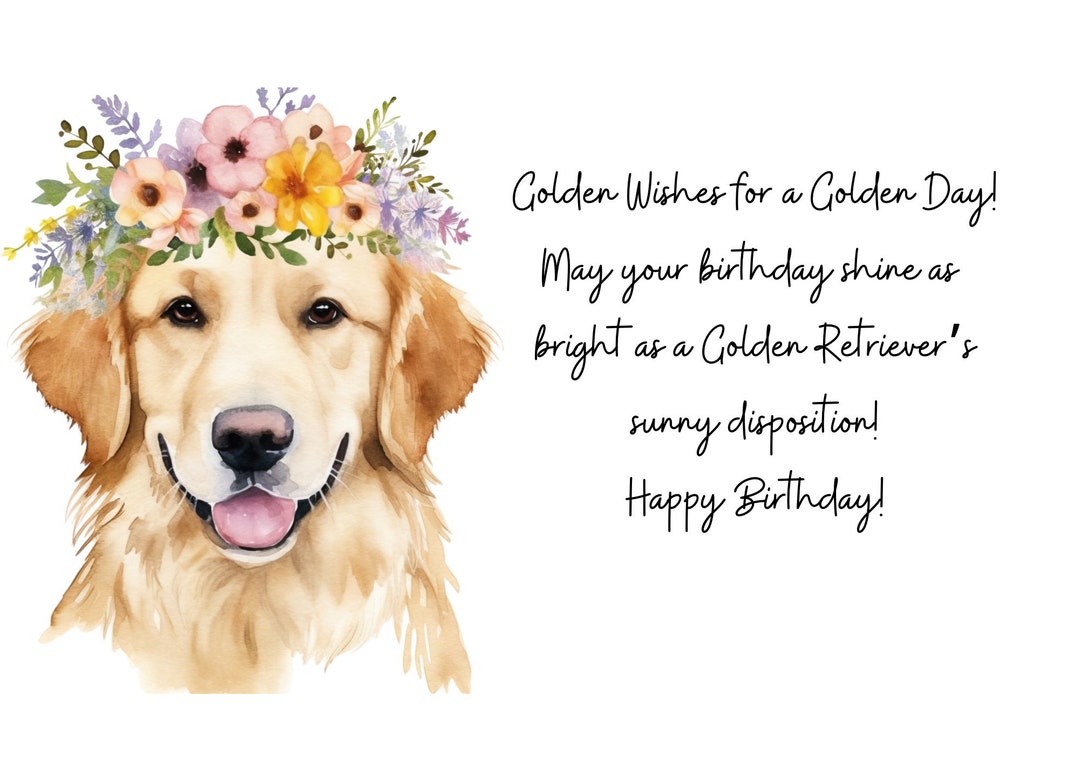 Golden Wishes Birthday Card - Handcrafted Greeting for Golden Retriever ...