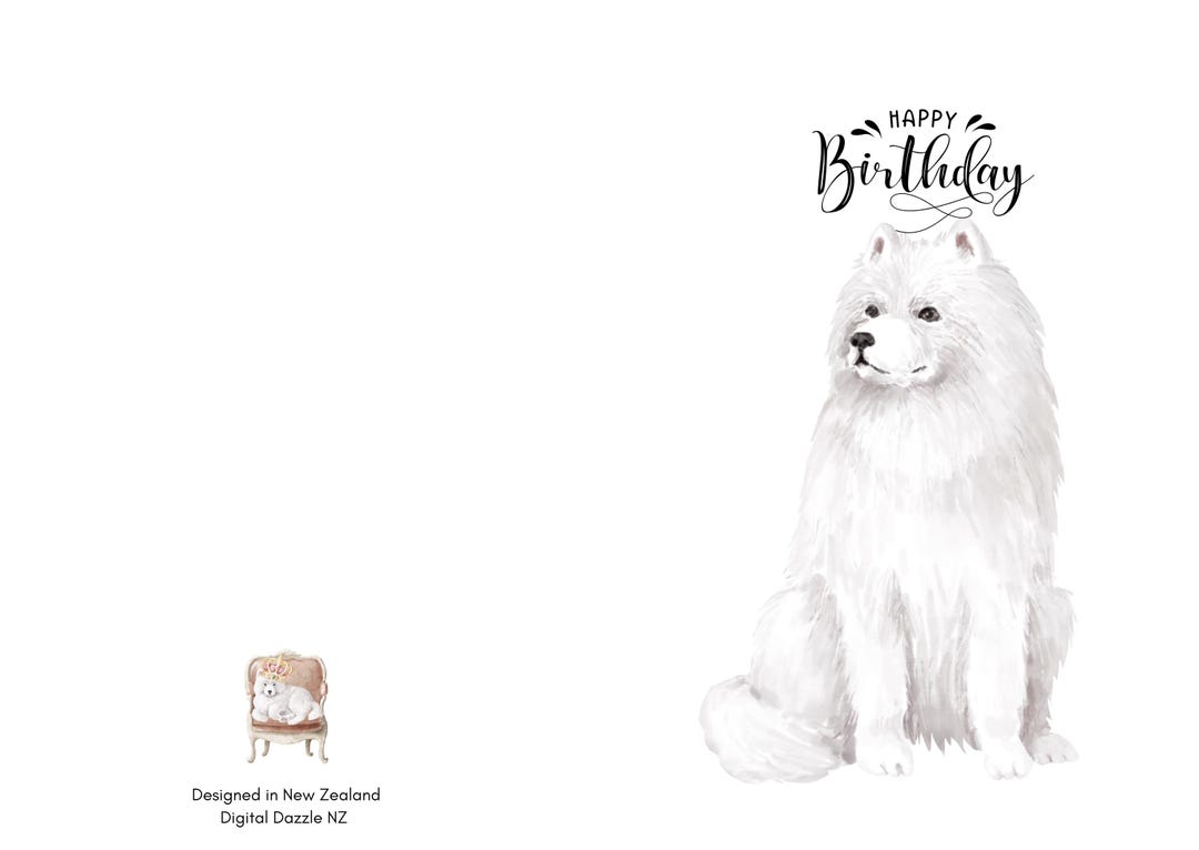 Samoyed Dog Lover Birthday Card, Samoyed Dog Birthday Card, Samoyed Dog ...