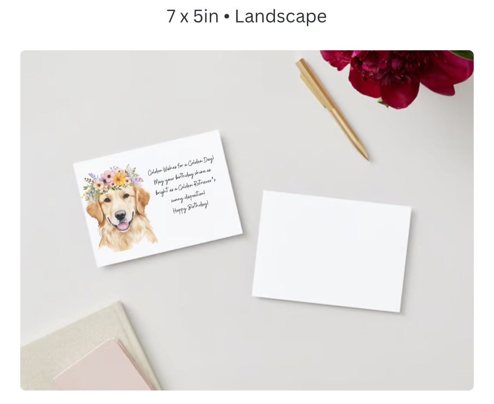 Golden Wishes Birthday Card - Handcrafted Greeting for Golden Retriever ...