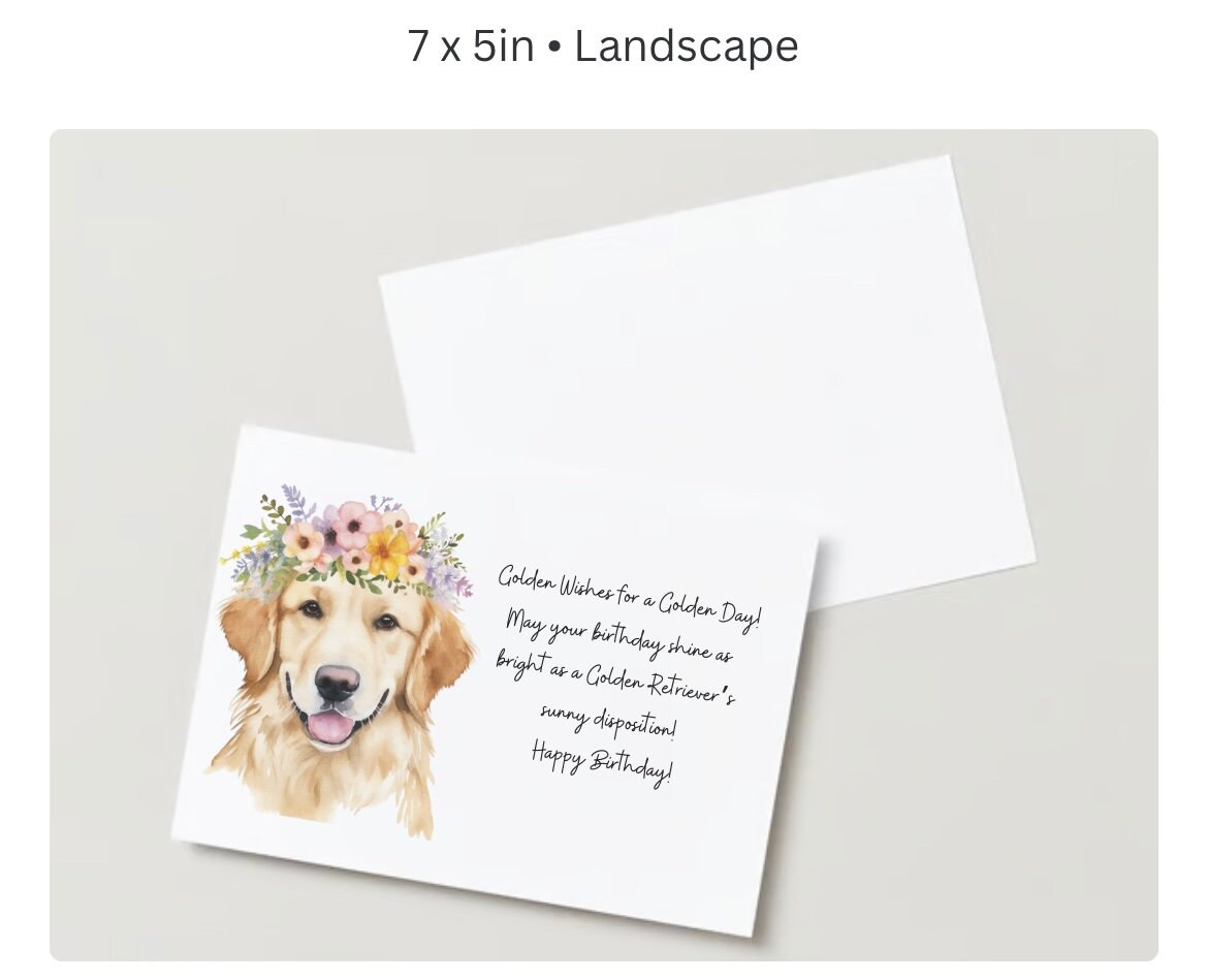 Golden Wishes Birthday Card - Handcrafted Greeting for Golden Retriever ...