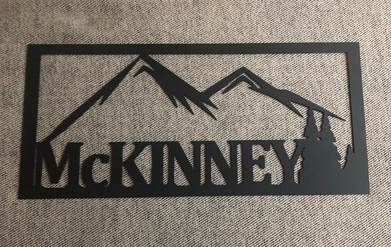 Custom Name With Mountain Background Custom Metal Sign - Etsy
