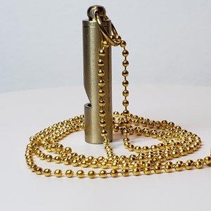 Premium Brass Whistle Necklace in Matte Finish or Shiny Gold Chain in ...
