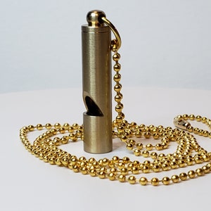 Premium Brass Whistle Necklace in Matte Finish or Shiny Gold Chain in ...