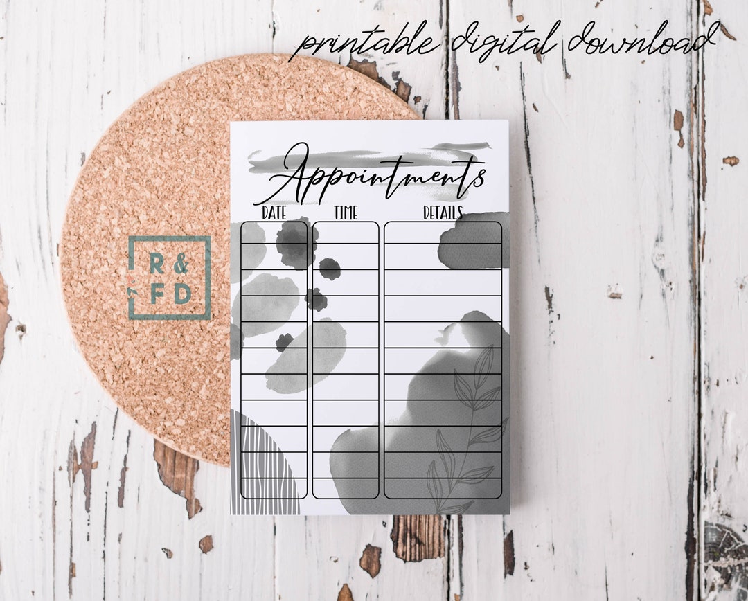 Appointment Tracker Log, Printable Journal, PDF Digital Download ...